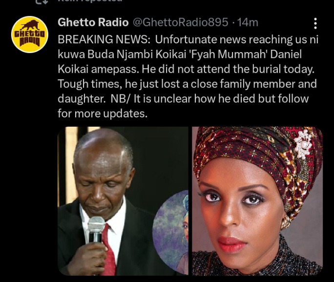 Double Tragedy as Njambi Koikai's Father Daniel Koikai Dies as Daughter is Buried - Kenyans ...
